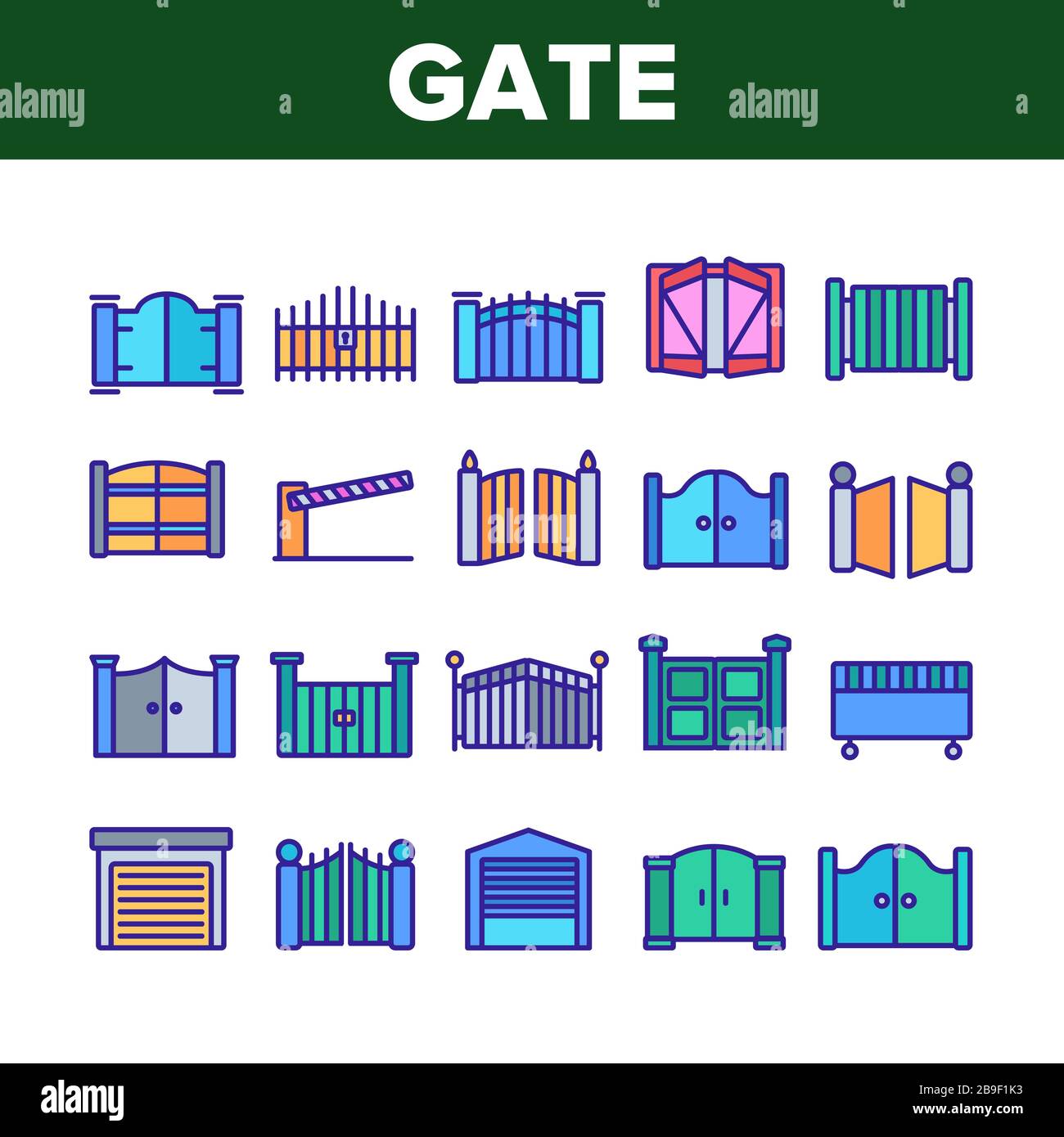 Gate Entrance Tool Collection Icons Set Vector Stock Vector Image & Art ...