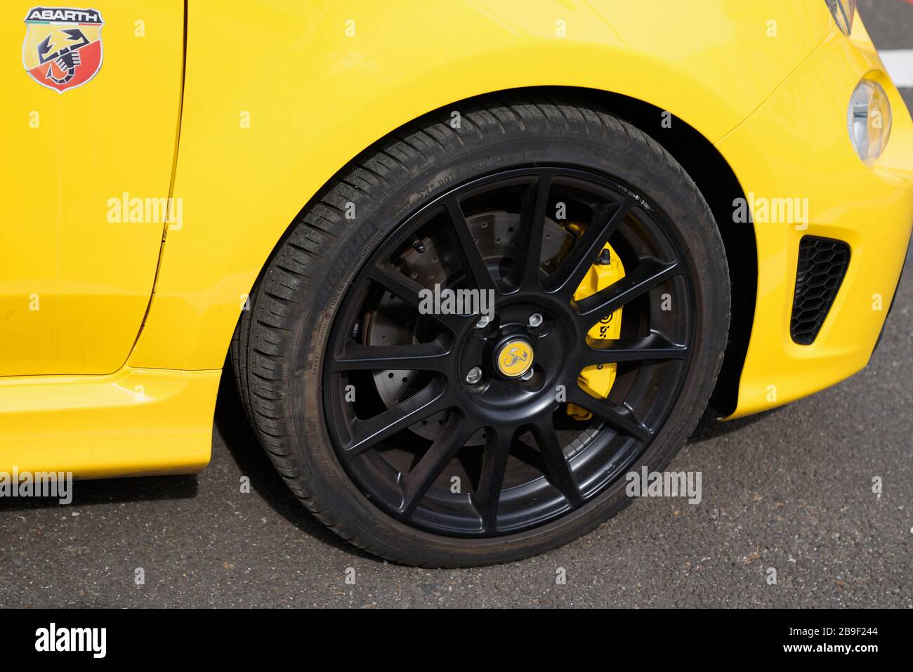 Bordeaux , Aquitaine / France - 10 14 2019 : Abarth fiat car 500 wheels ...