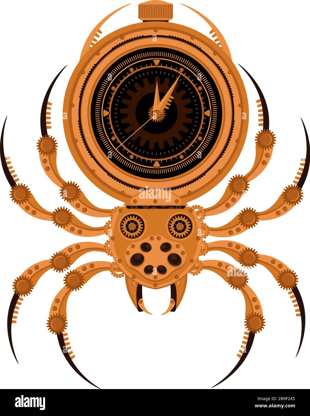 Vector steampunk spider. Mechanical insect on a white isolated ...