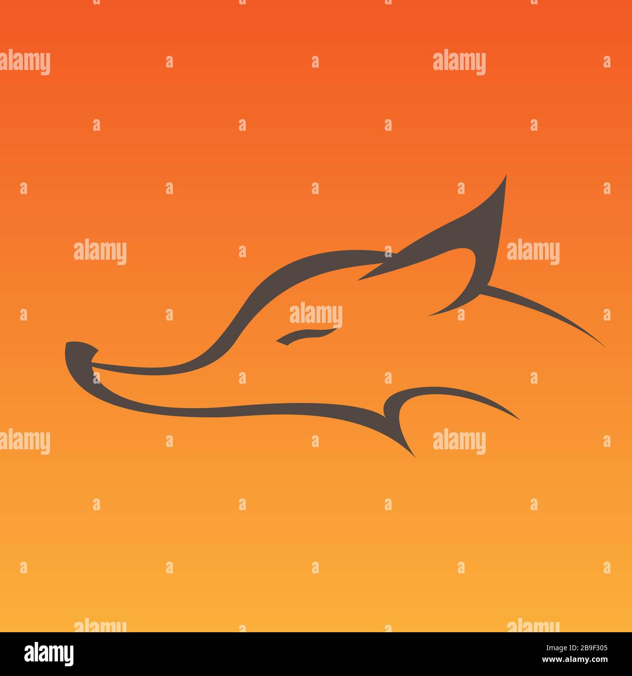 Fox head sign in curve lines Stock Vector Image & Art - Alamy