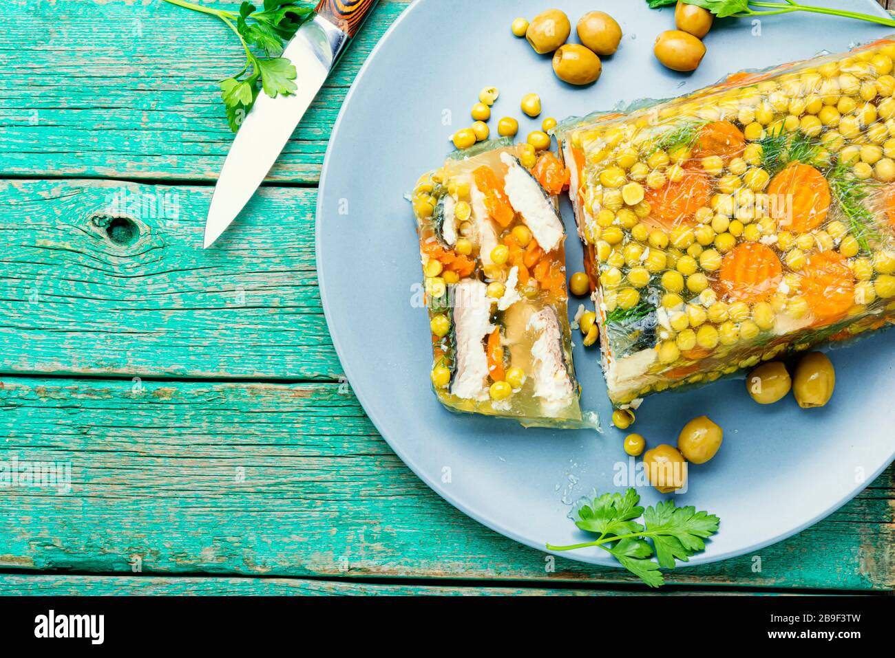 Jellied, cold dish of fish, filled with gelatinous broth.Russian ...