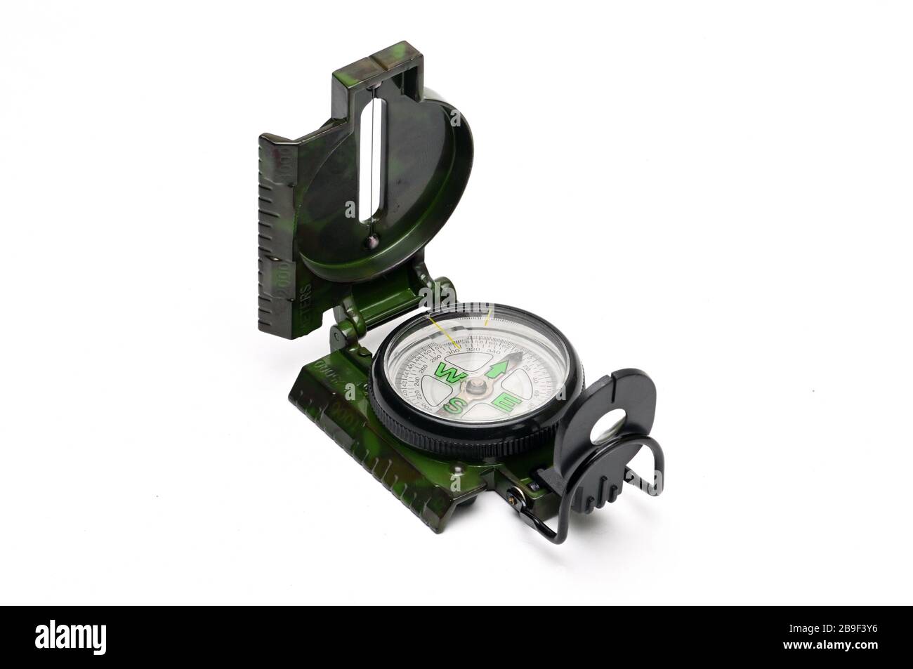 Army style compass for navigation on an isolated white background Stock ...