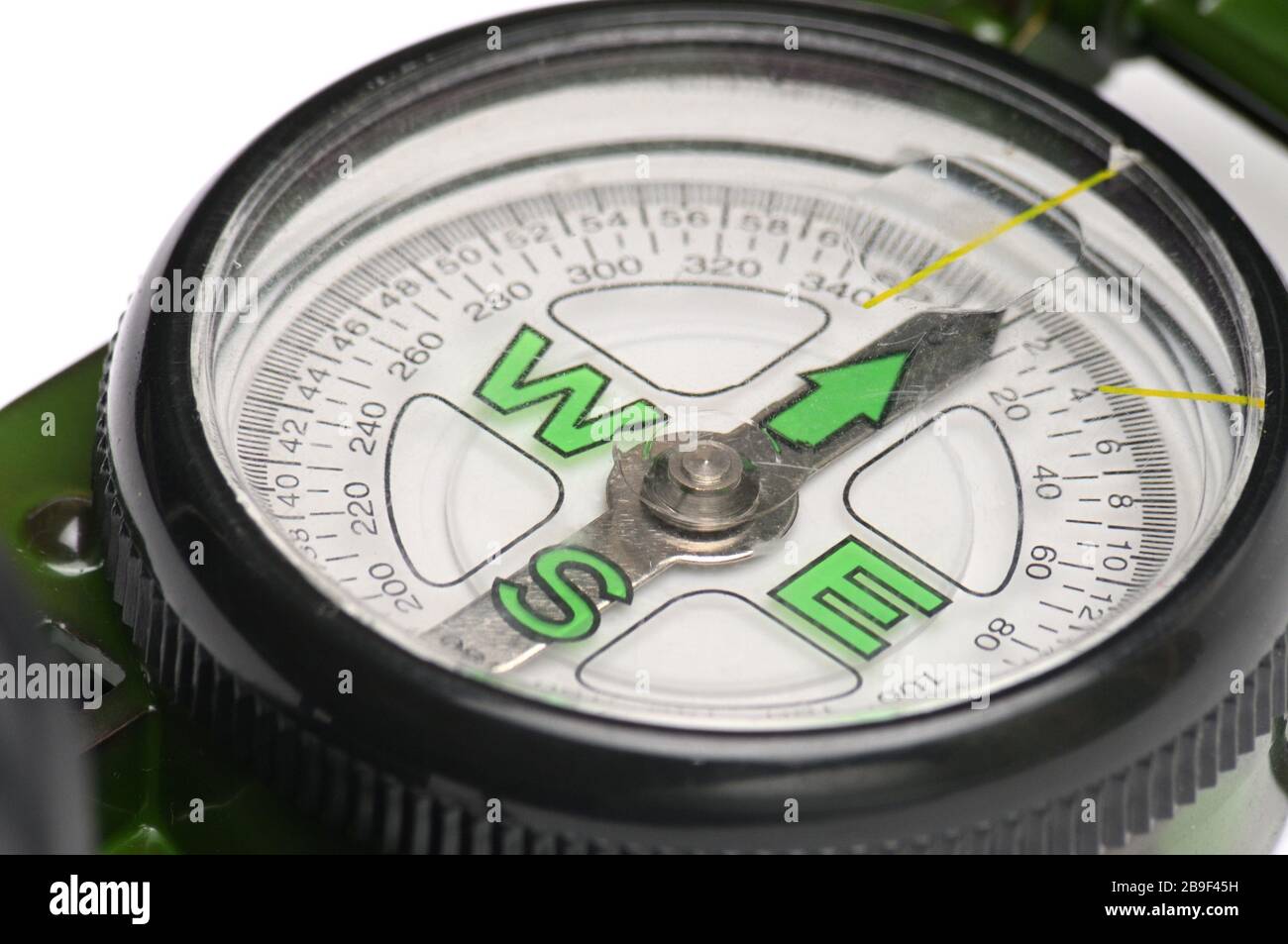 Army style compass for navigation on an isolated white background Stock ...