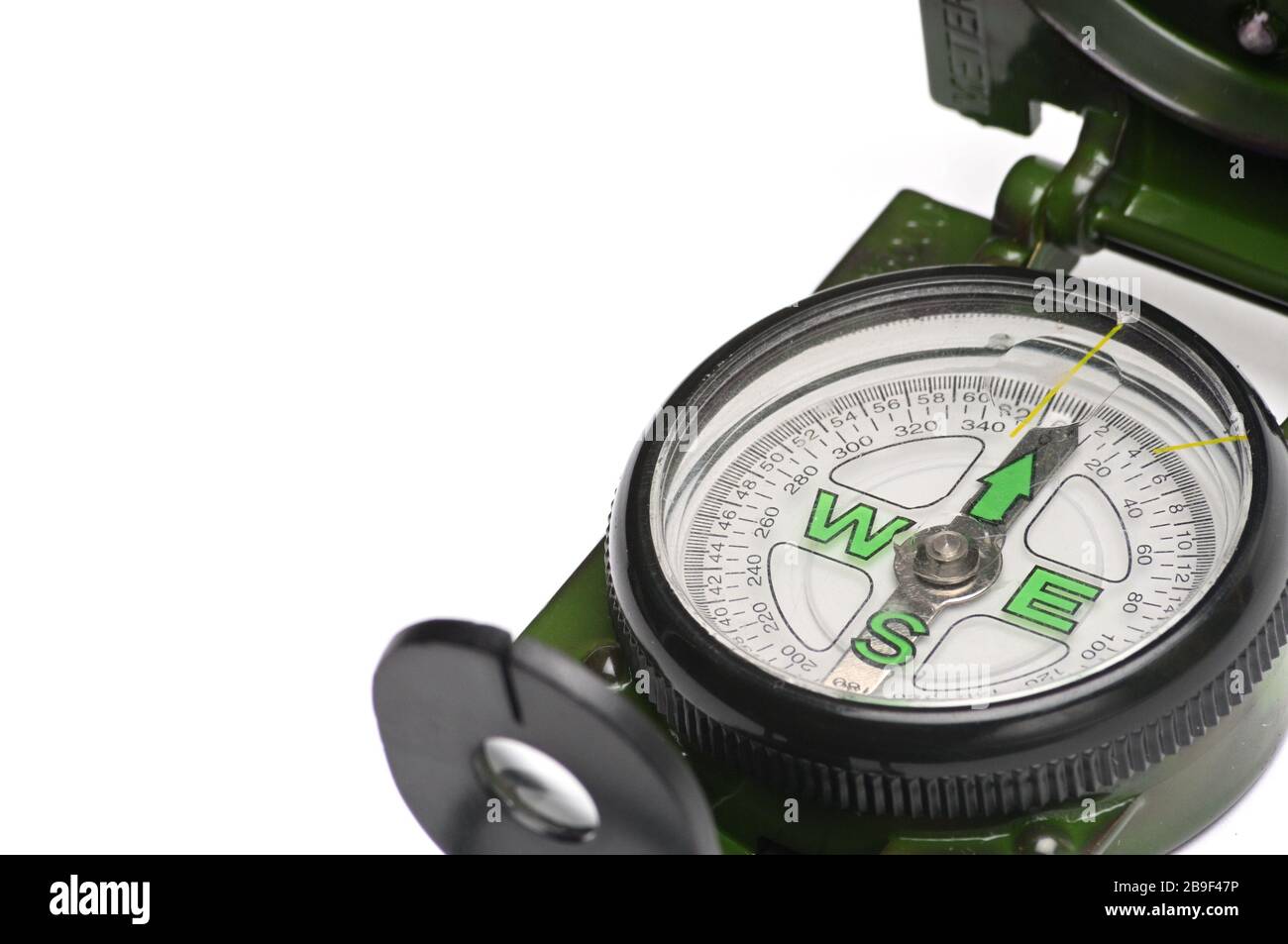 Army style compass for navigation on an isolated white background Stock ...