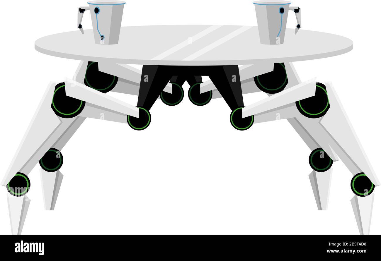 Fantastic robot table of the future. Vector illustration on the theme ...