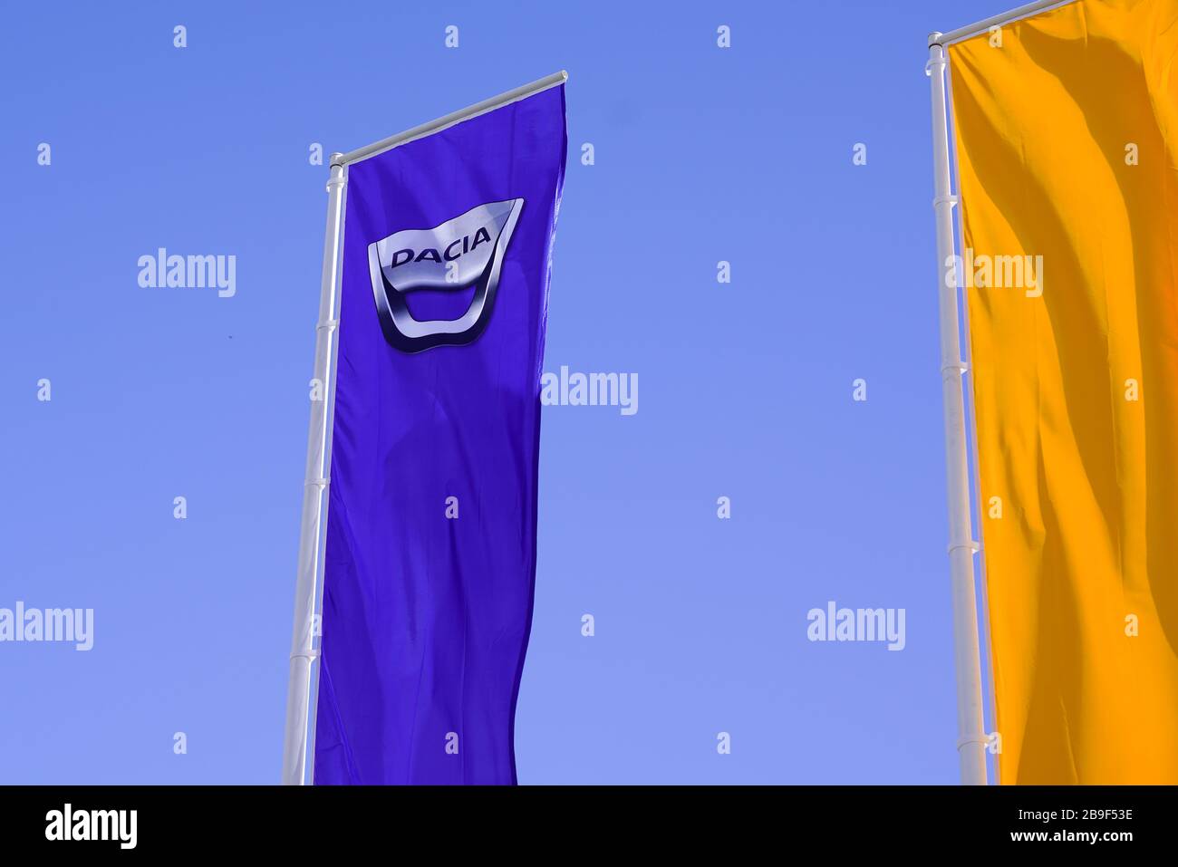 Bordeaux , Aquitaine / France - 10 02 2019 : sign flag Dacia car ...