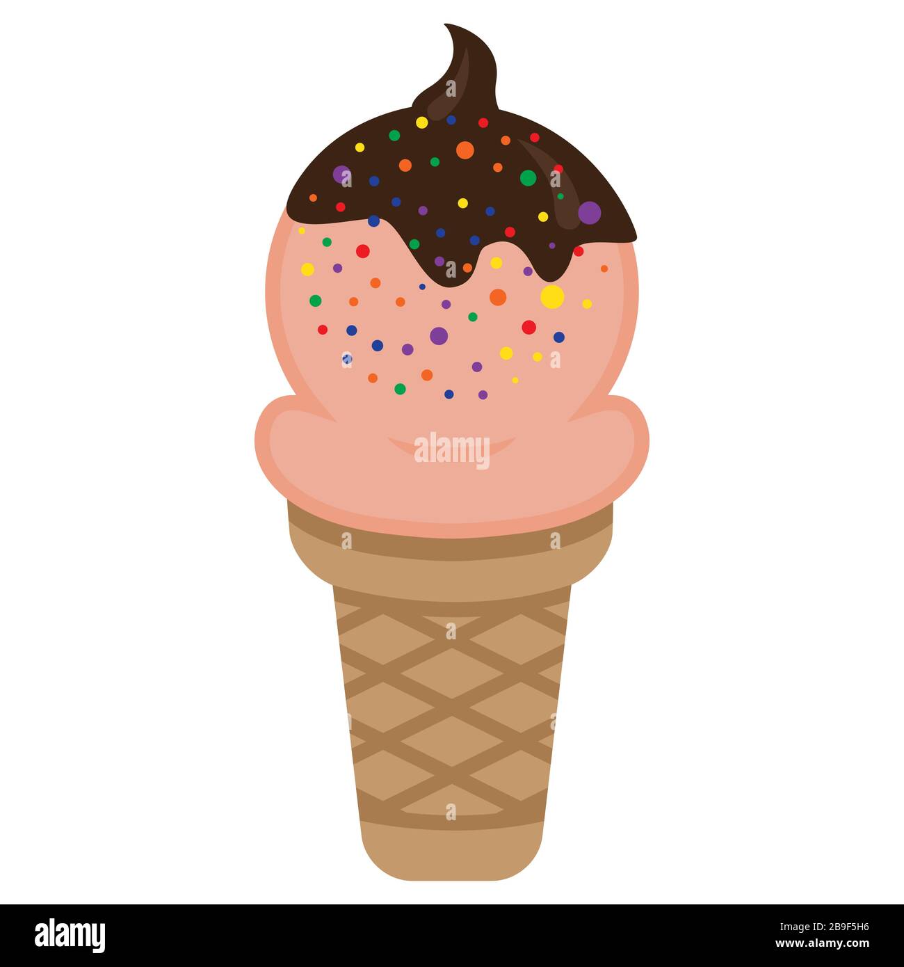 Strawberry ice cream in wafer chocolate topping Stock Vector Image ...