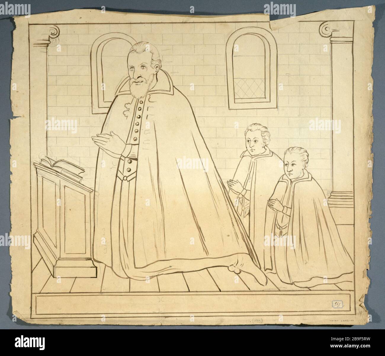 STAINED GLASS DESIGN: CHEVREUSE the Annunciation - DONORS WITH HIS TWO ...