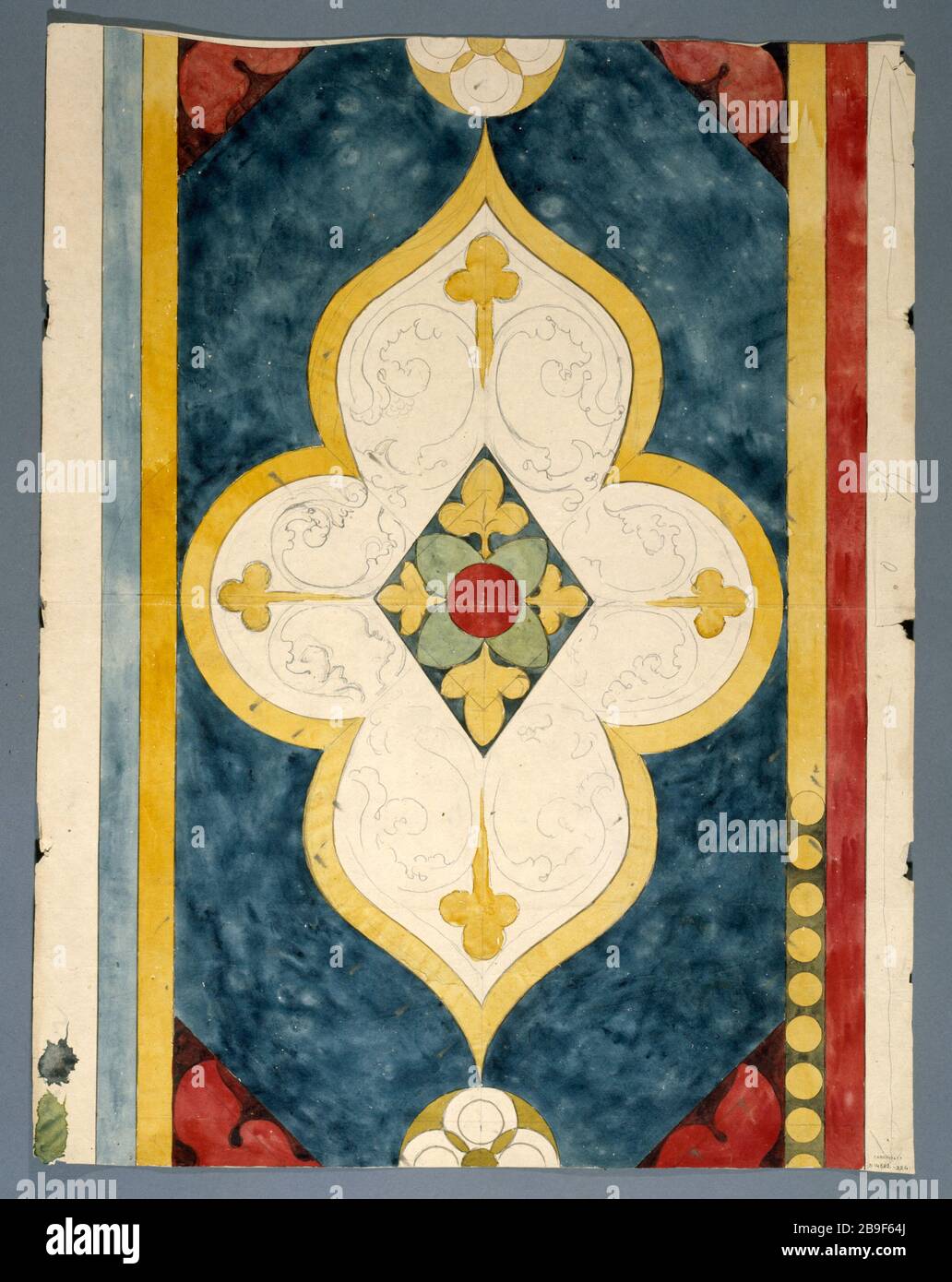 STAINED GLASS DESIGN CIVIL: CHEVREUSE - BORDER Prosper Lafaye (1806 ...