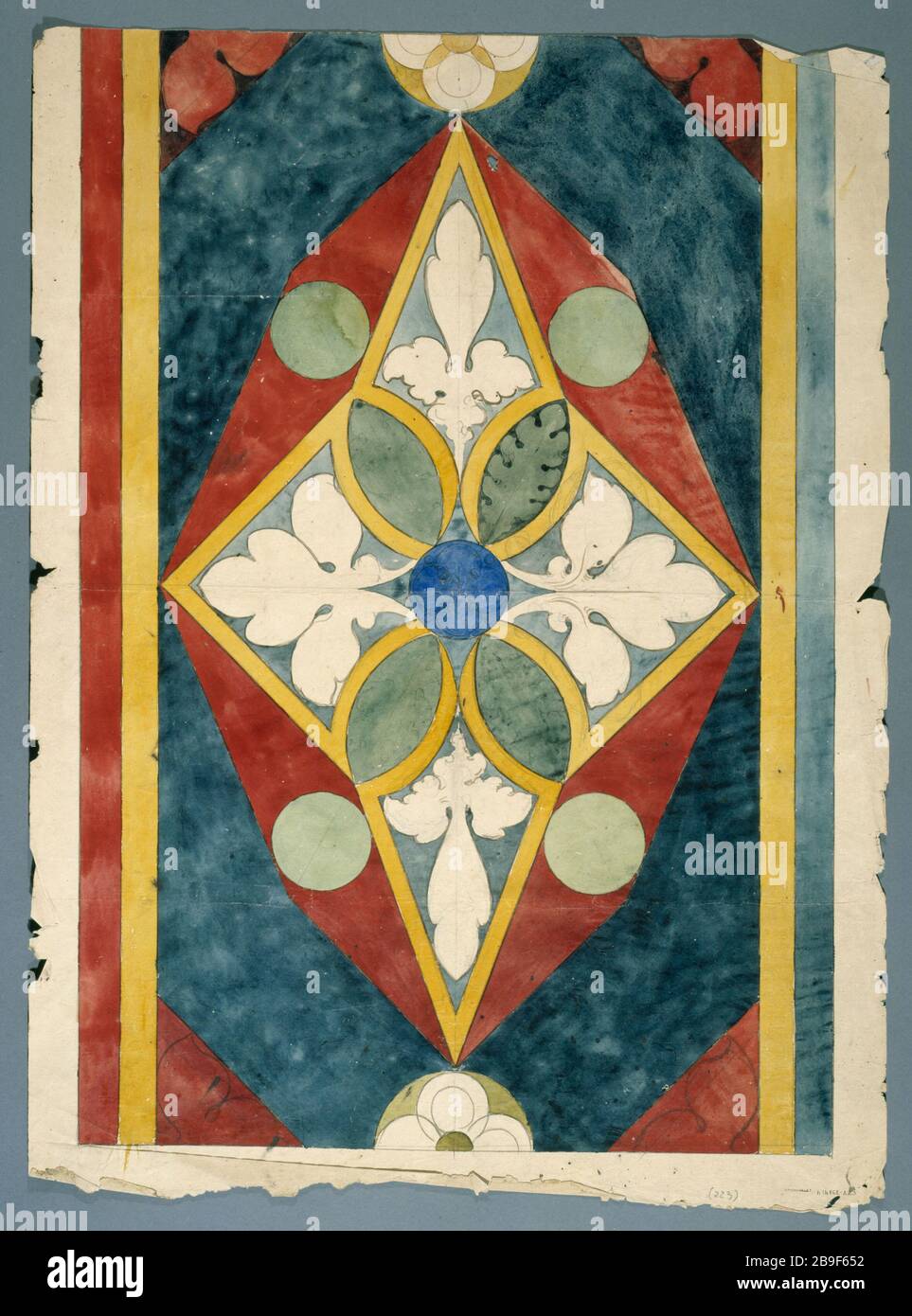 STAINED GLASS DESIGN CIVIL: CHEVREUSE - BORDER Prosper Lafaye (1806 ...
