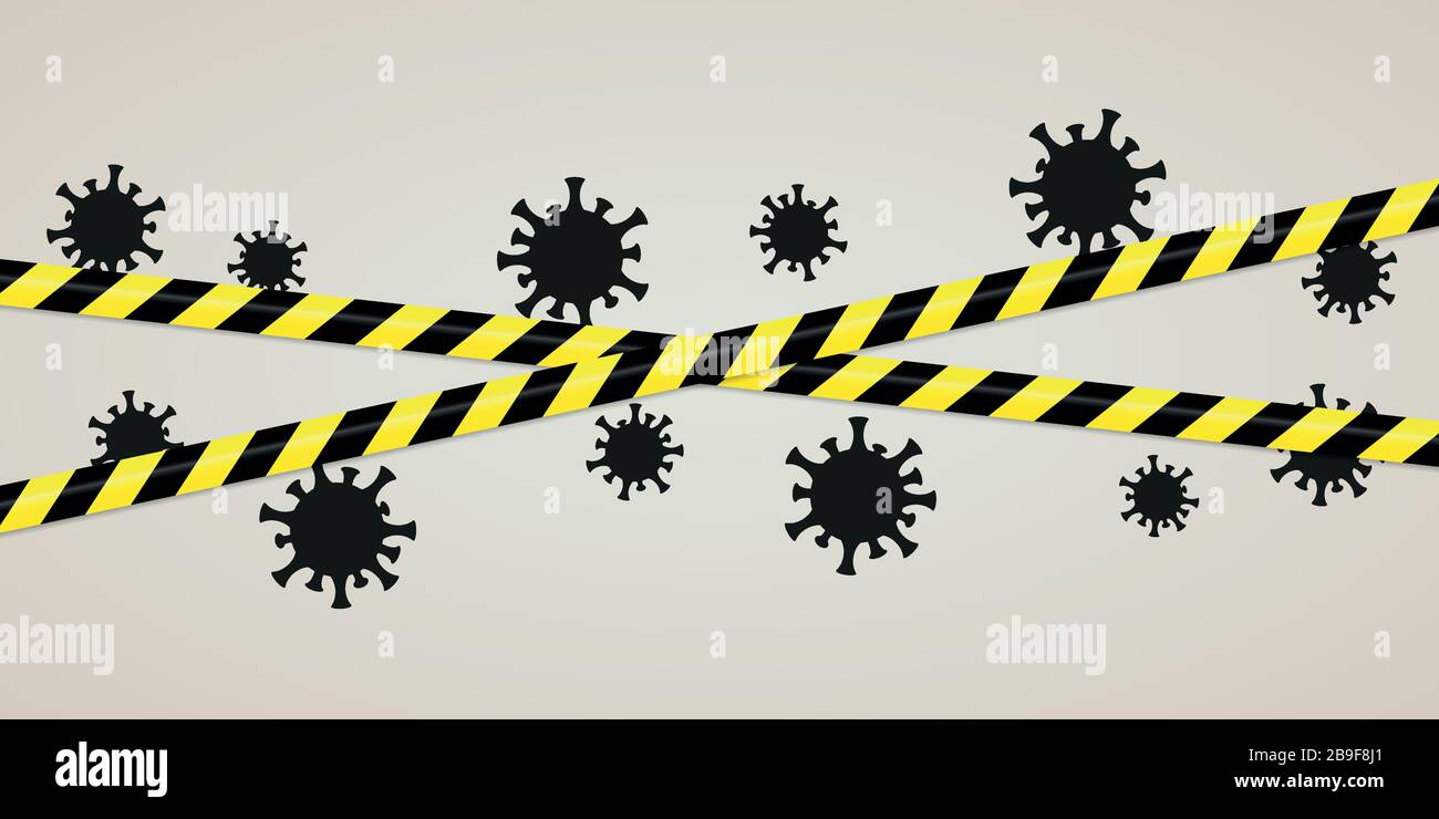 virus hazard zone with warning tape vector illustration EPS10 Stock ...