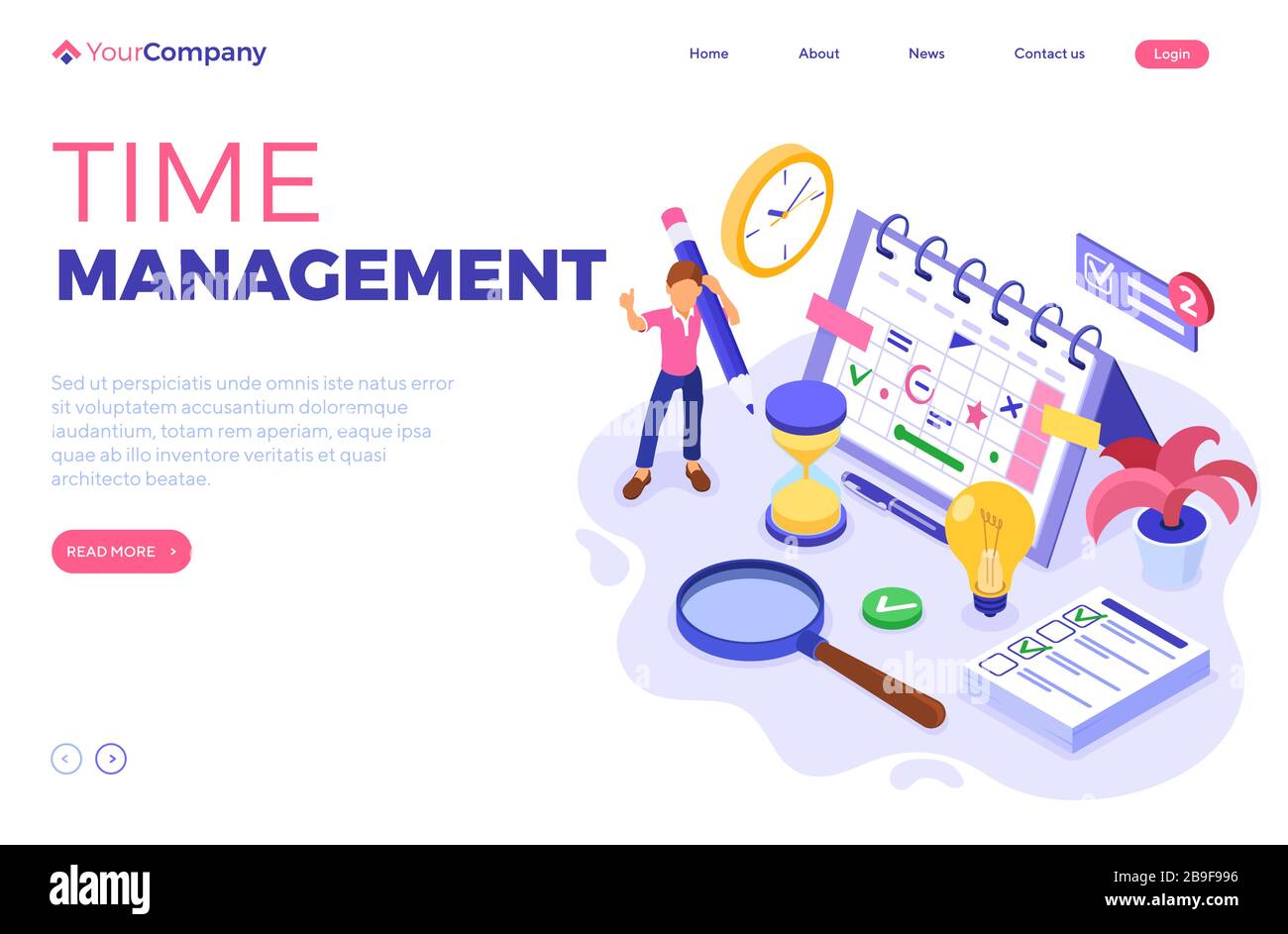 Time management banner hourglass Cut Out Stock Images & Pictures - Alamy