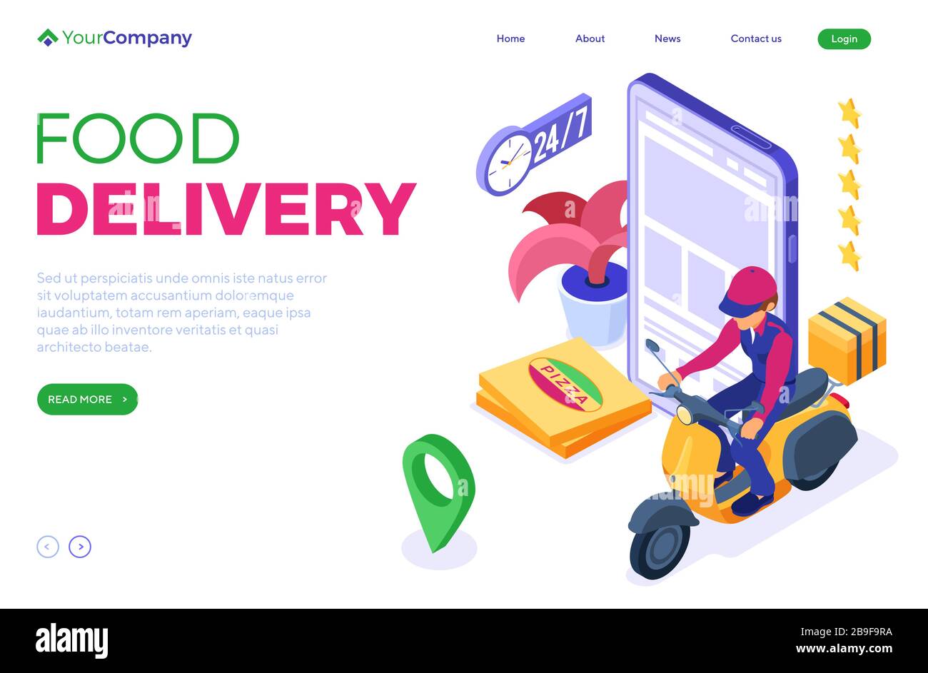 Flat delivery service landing Stock Vector Images - Alamy