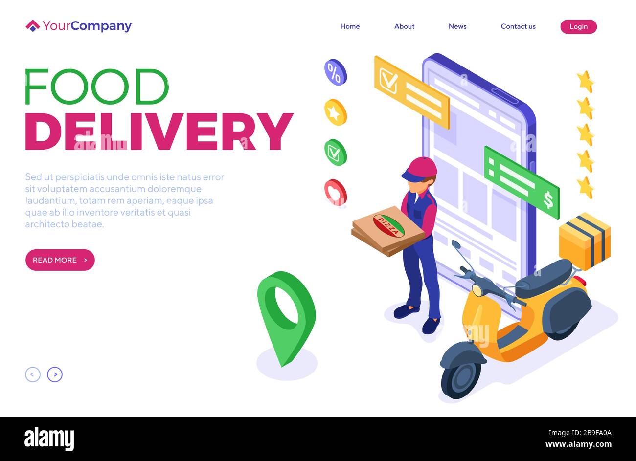 Isometric pizza order online Cut Out Stock Images & Pictures - Alamy