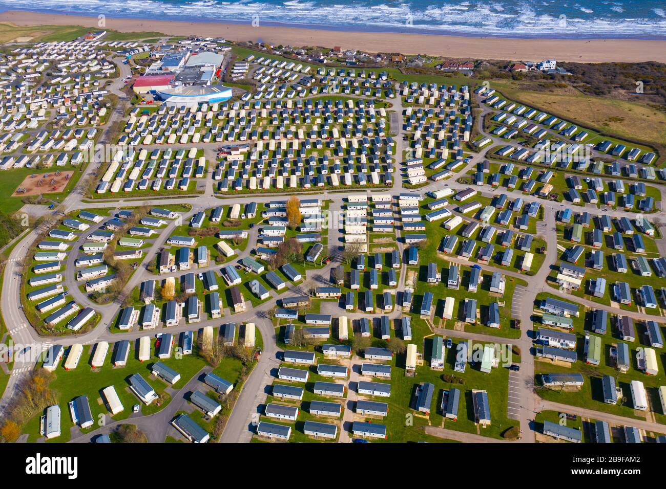 Aerial photo of a large caravan park known as Primrose Valley located ...
