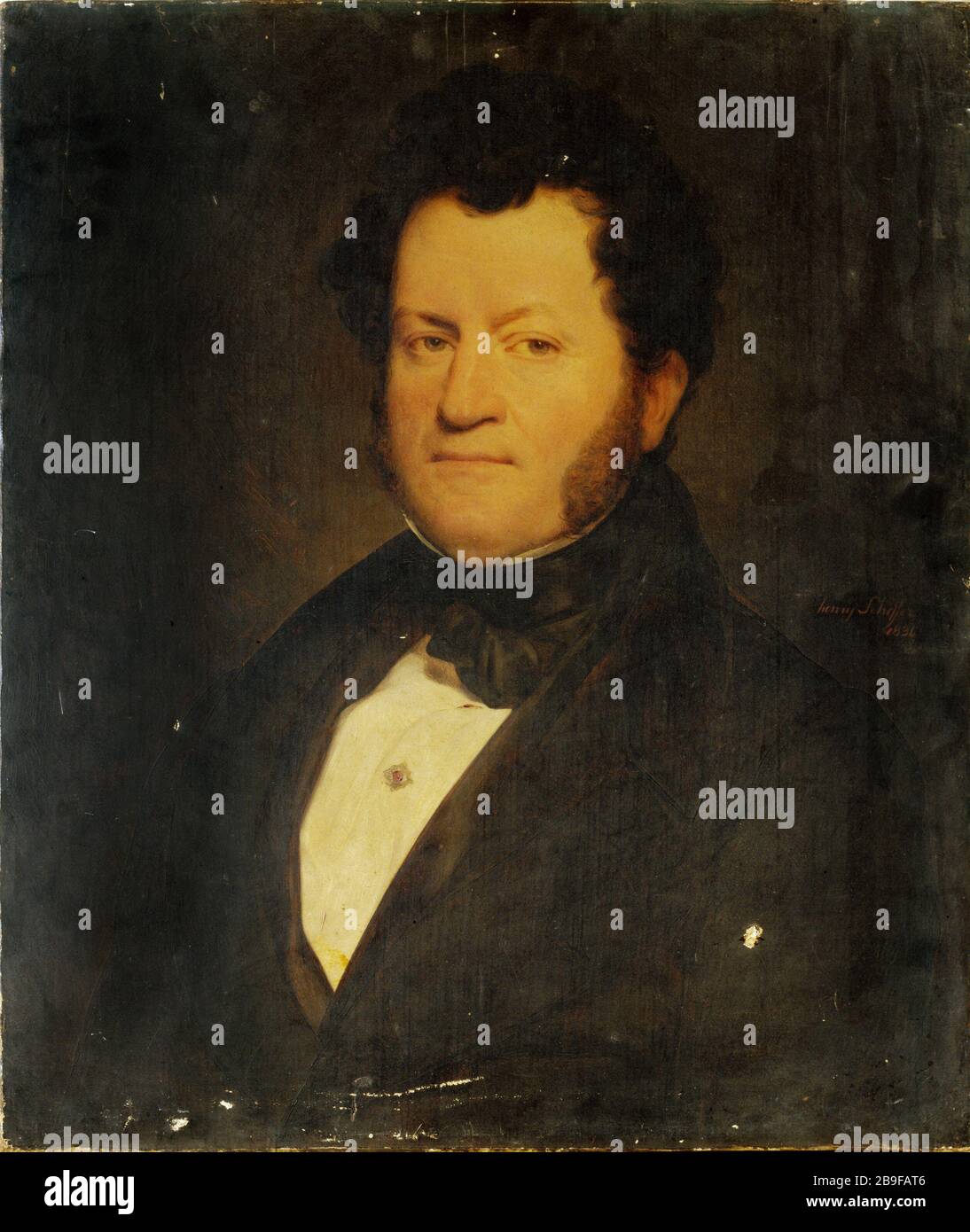PORTRAIT OF MAN Henry Scheffer (1798-1862). "Portrait d'homme". Huile ...