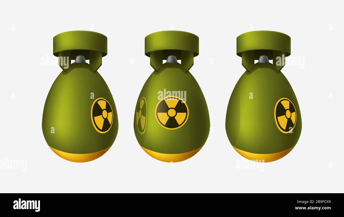 three nuclear bombs on white Stock Vector Image & Art - Alamy