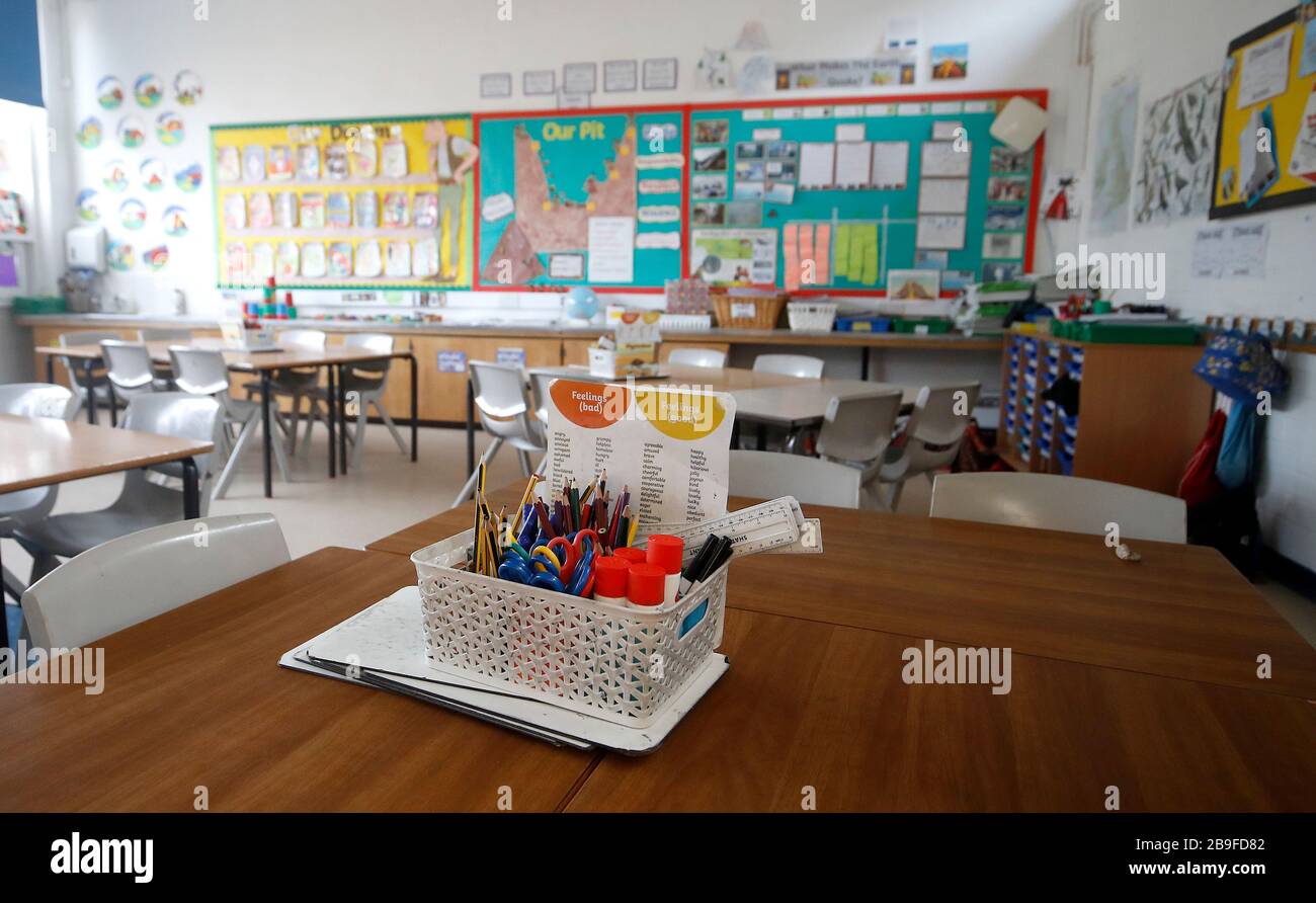 An empty classroom at manor park school nursery in knutsford hi-res ...