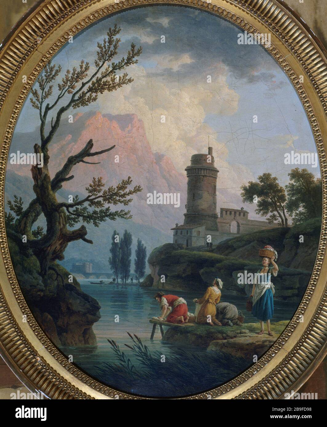 LANDSCAPE WITH LAUNDRESSES Joseph Vernet (1714-1789). "Paysage avec des ...