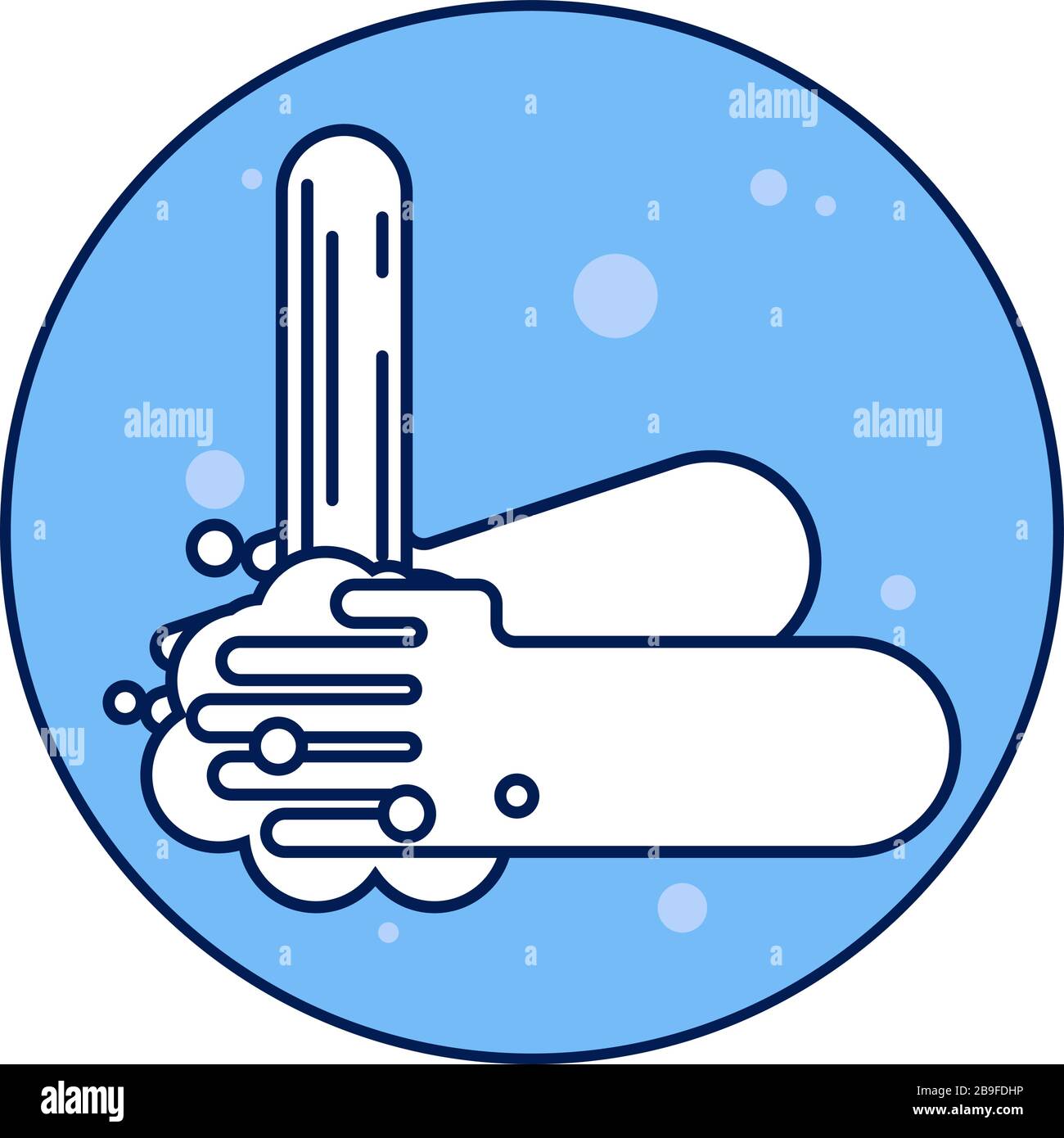 Vector icon of human hands being washed with soap. Flat style ...