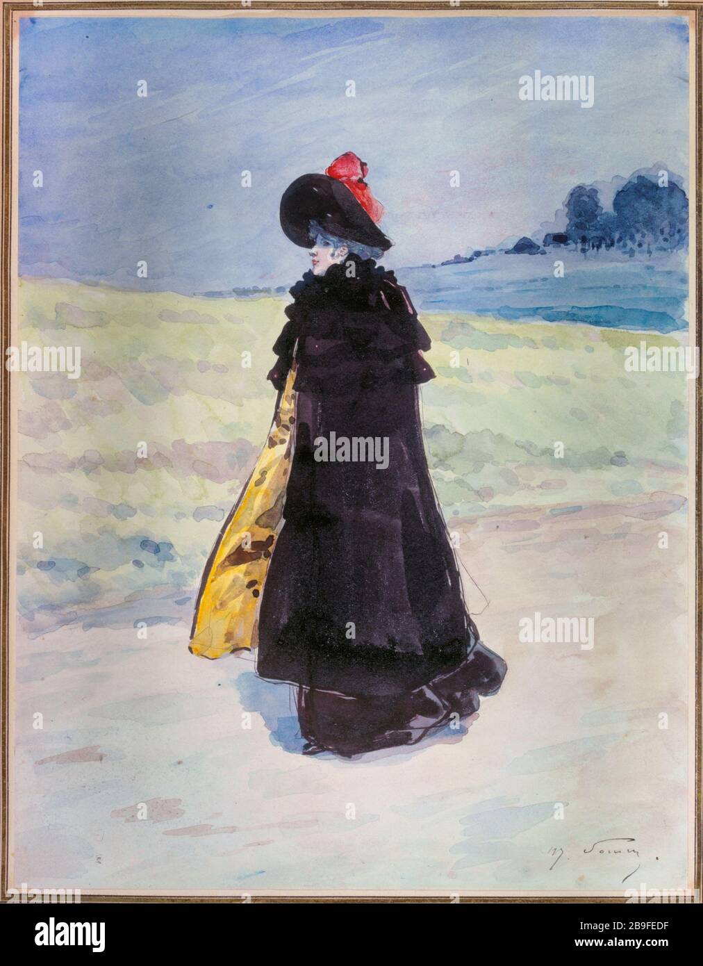 Elegant Henry Somm (1844-1907). "Elégante". Aquarelle. Paris, musée ...