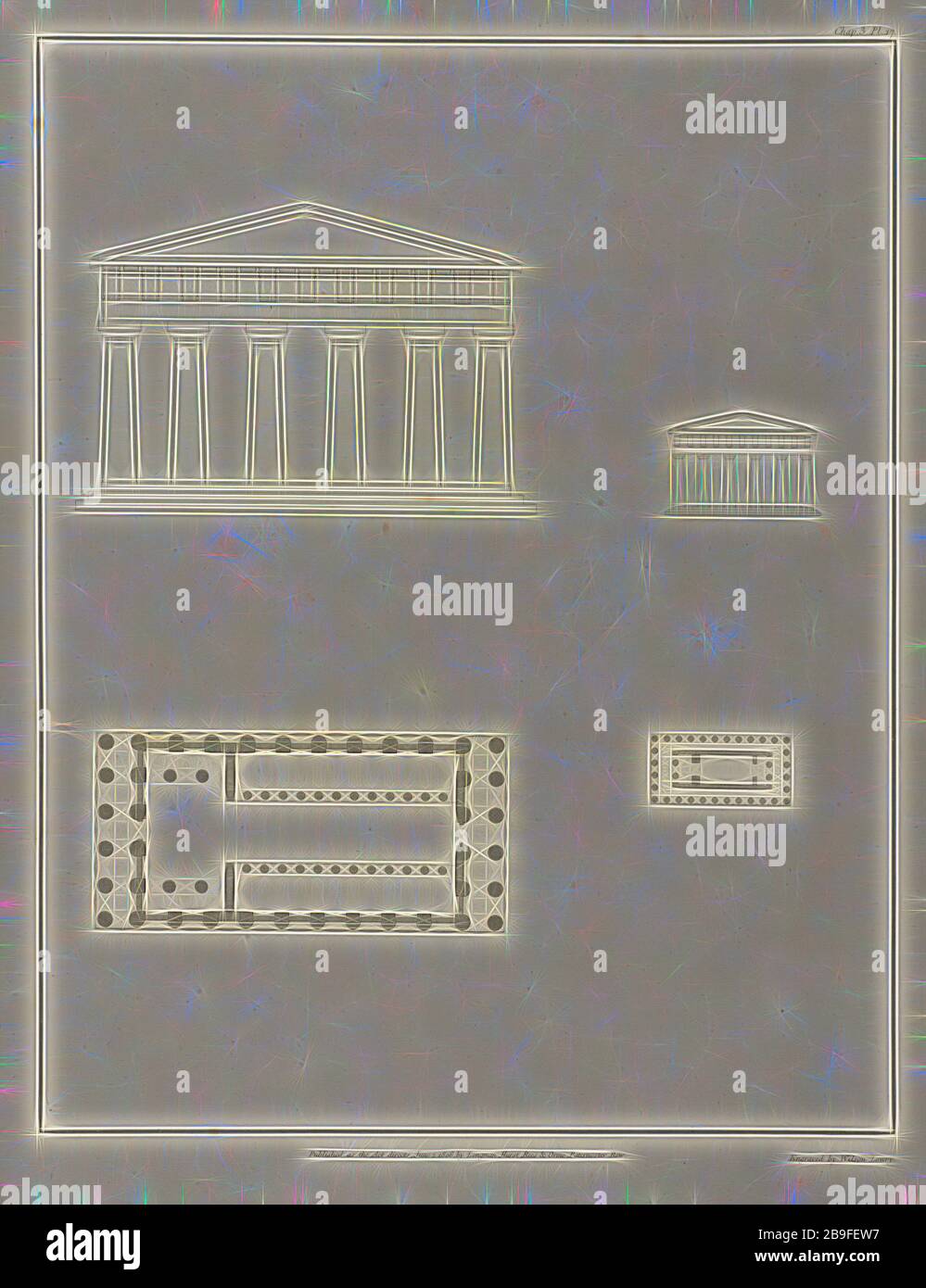 Plan and elevation restored of the Temple of Jupiter, The Antiquities ...