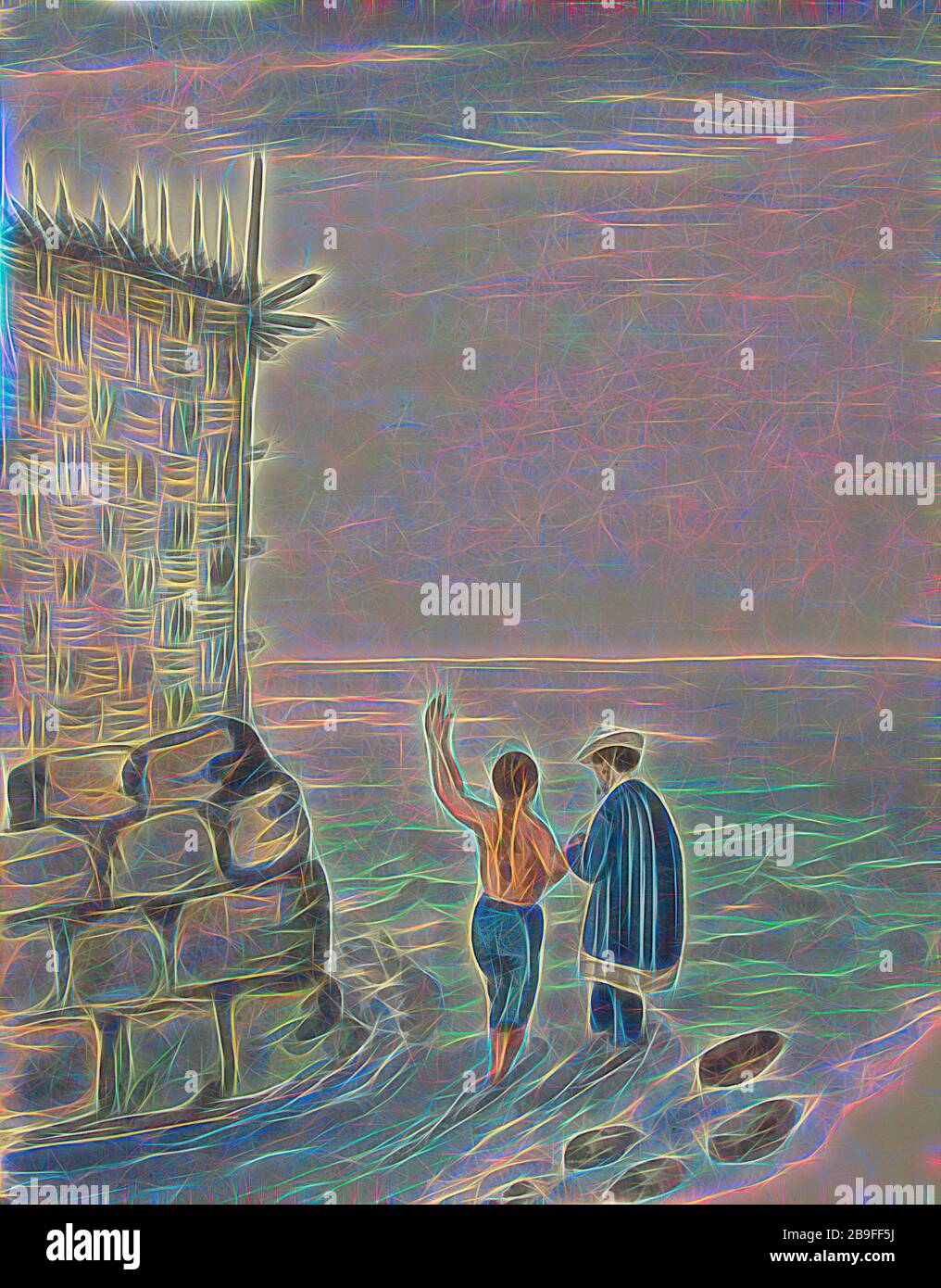 Two figures bathing in the ocean, Lima costumes, ca. 1853, Fierro ...