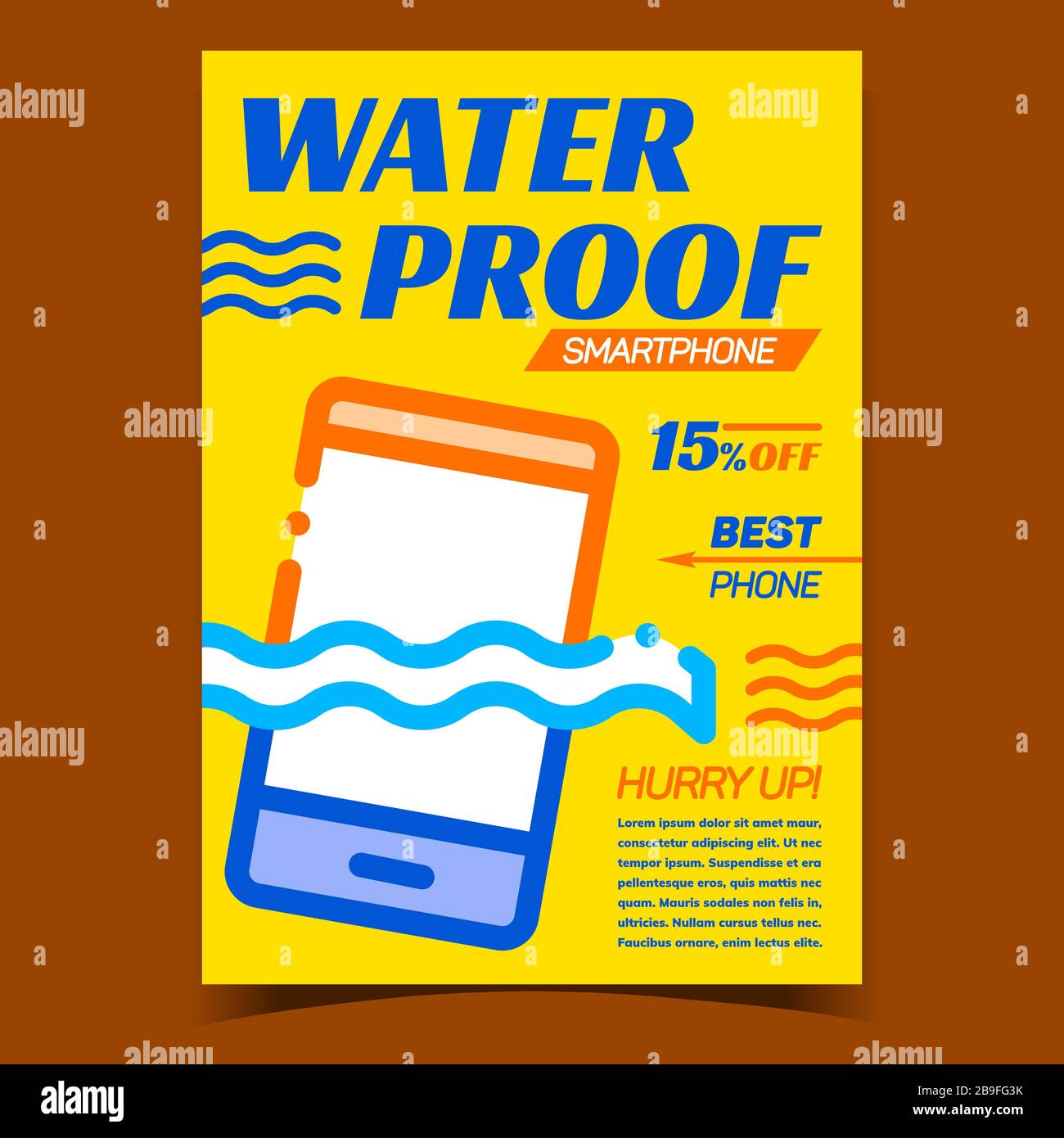 Waterproof Smartphone Advertising Poster Vector Stock Vector Image ...