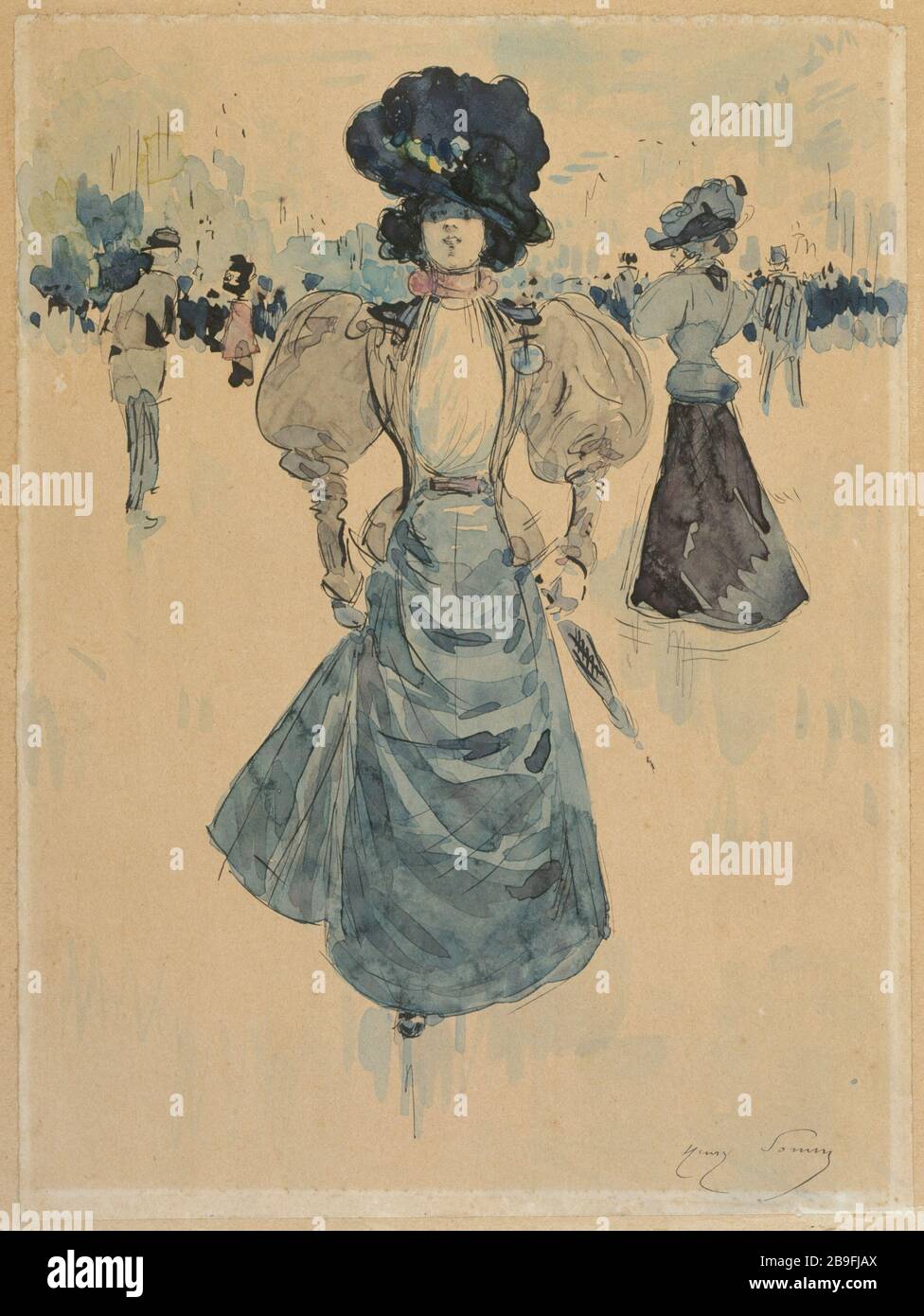 ELEGANT Henry Somm (1844-1907). "Elégante". Aquarelle. Paris, musée ...