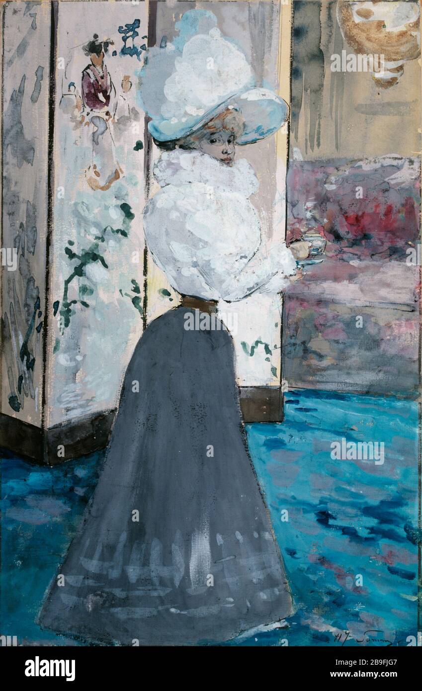 Elegant Henry Somm (1844-1907). "Elégante". Aquarelle. Paris, musée ...