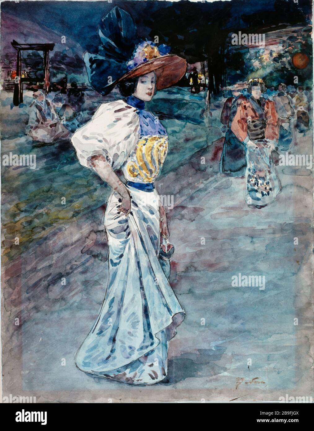 Elegant Henry Somm (1844-1907). "Elégantes". Aquarelle. Paris, musée ...