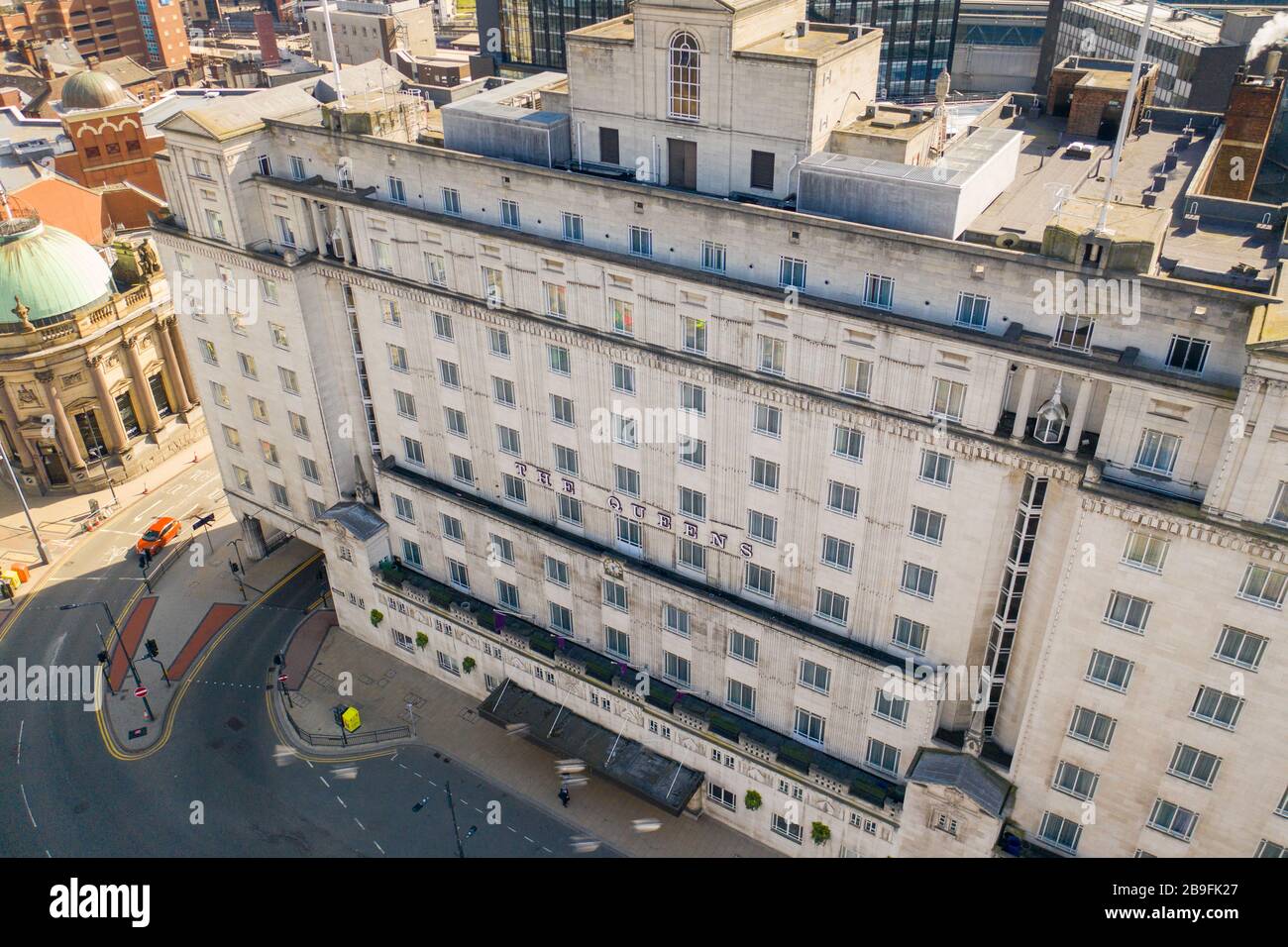 Aerial photo of The Queens Hotel located in the Leeds Town Centre Stock ...