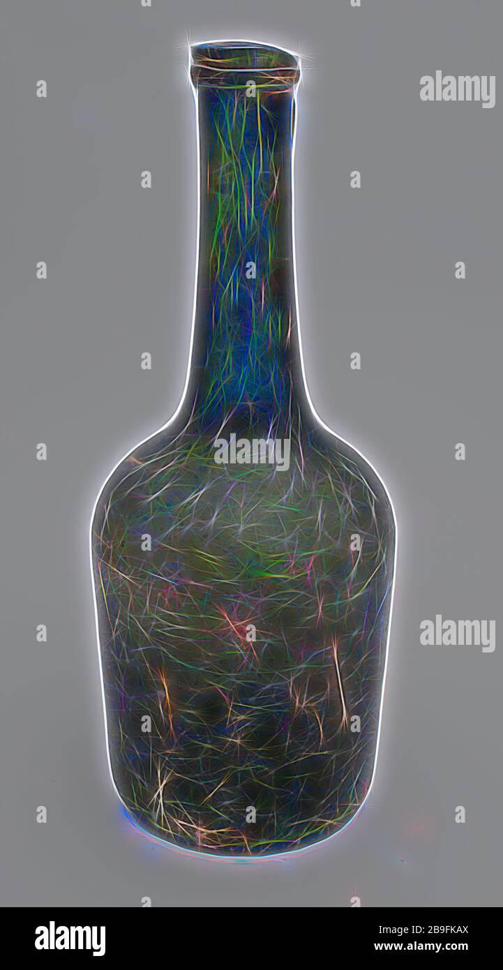 Cylindrical bottle, bottle holder bottomfound glass, free blown and ...