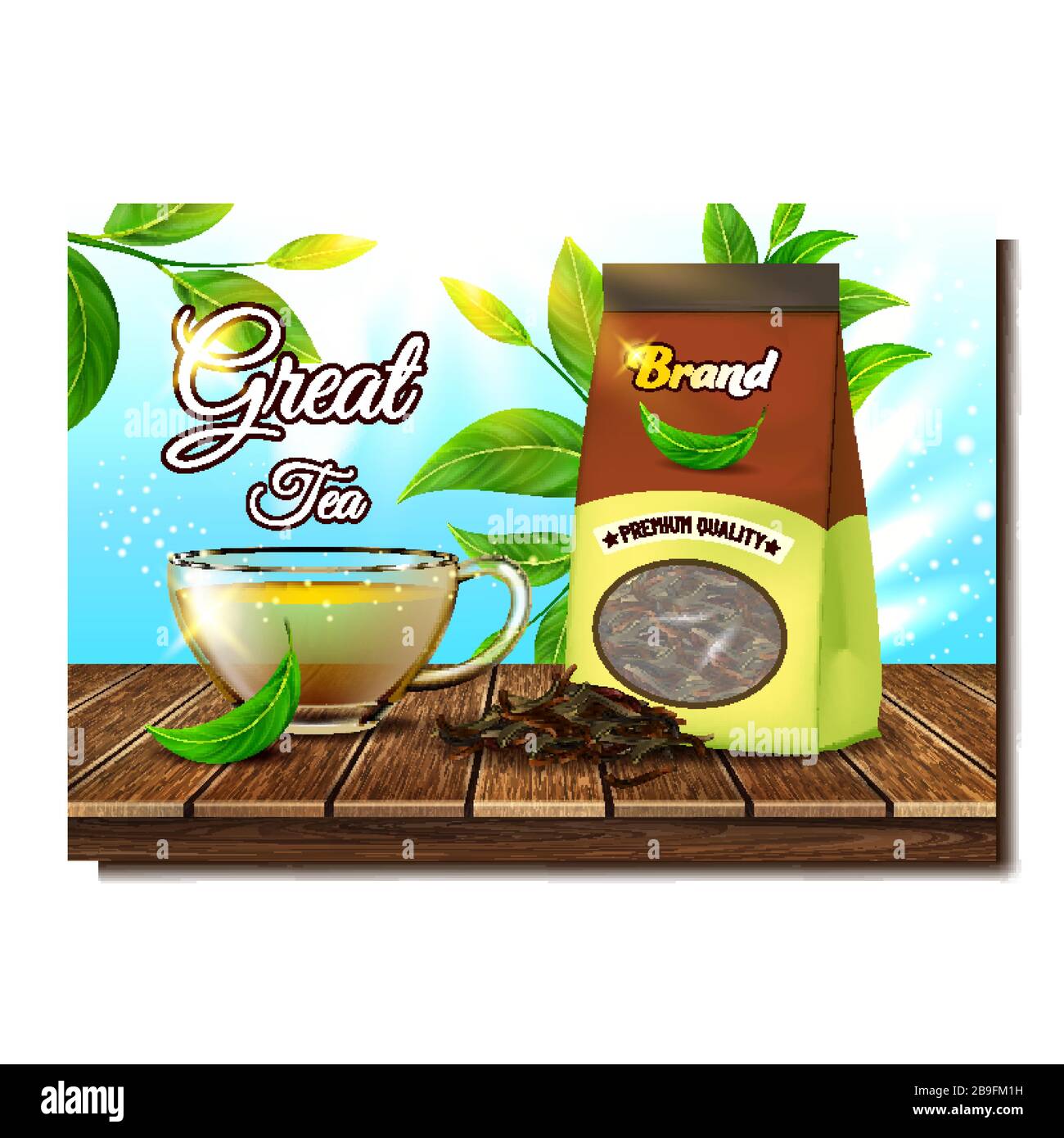 Great Tea Creative Promo Advertising Poster Vector Stock Vector Image ...