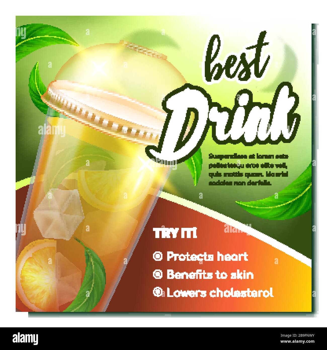 Tea Best Drink Promo Advertising Banner Vector Stock Vector Image & Art ...