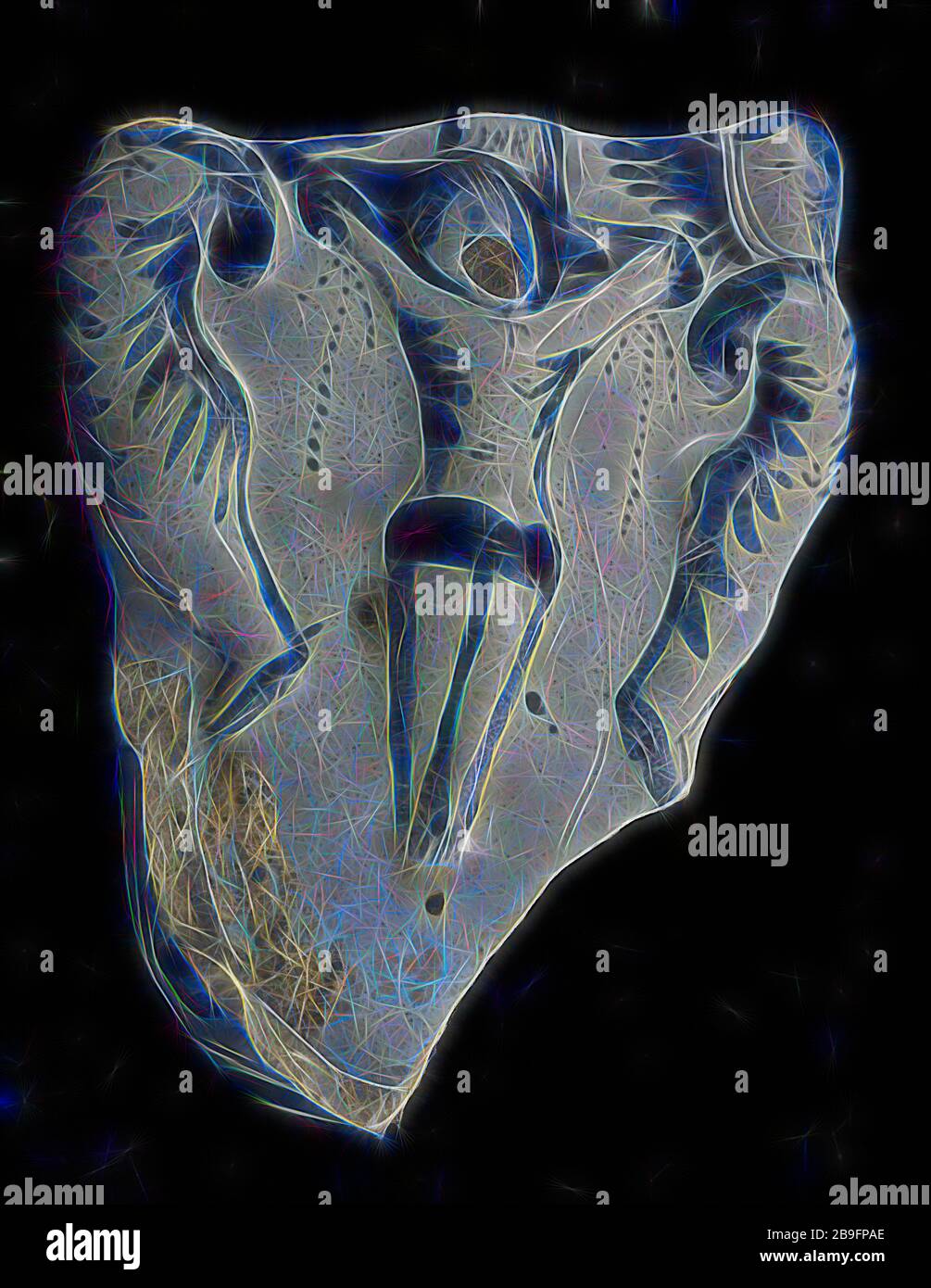 Part of faience holy water, blue on white with Christ on the cross ...