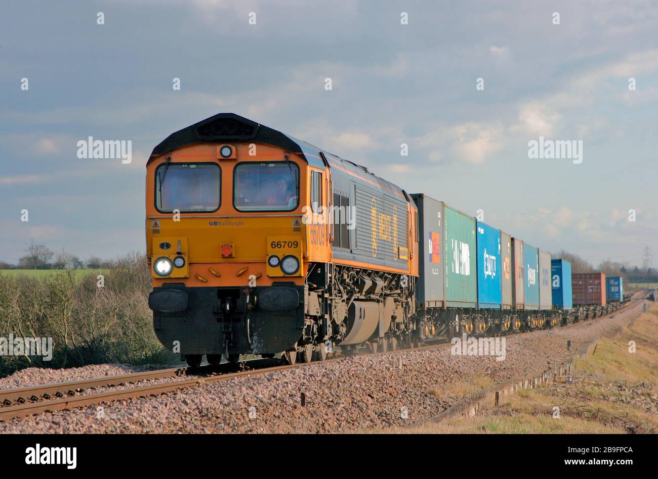 A GBRf class 66 diesel locomotive number 66709 'Joseph Arnold Davies ...