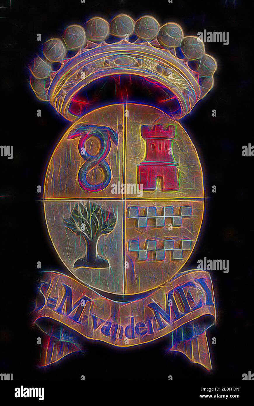 Carved wooden crowned coat of arms including the name S.M. Van der Mey ...