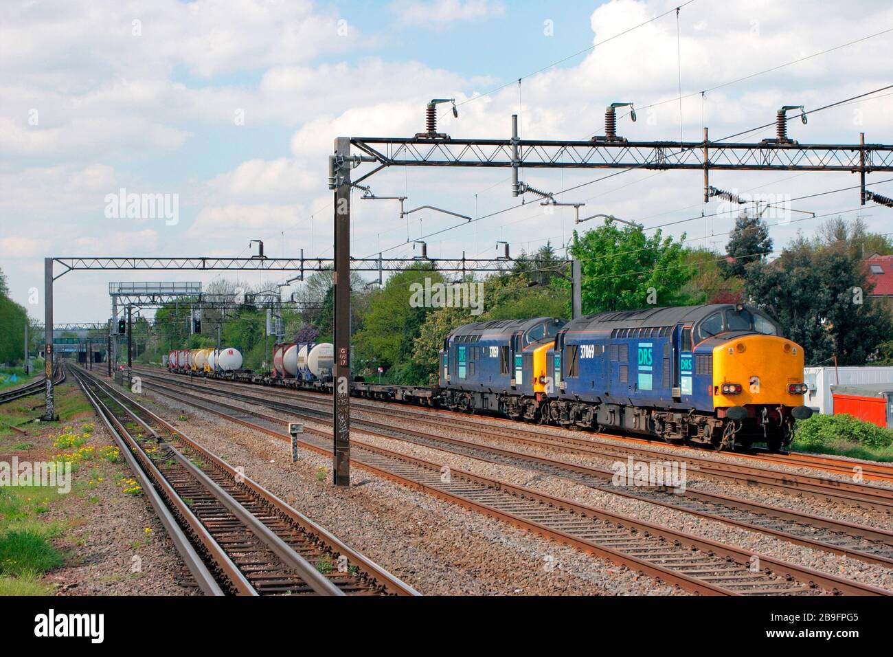 A pair of DRS class 37 diesel locomotives numbers 37069 and 37059 ...