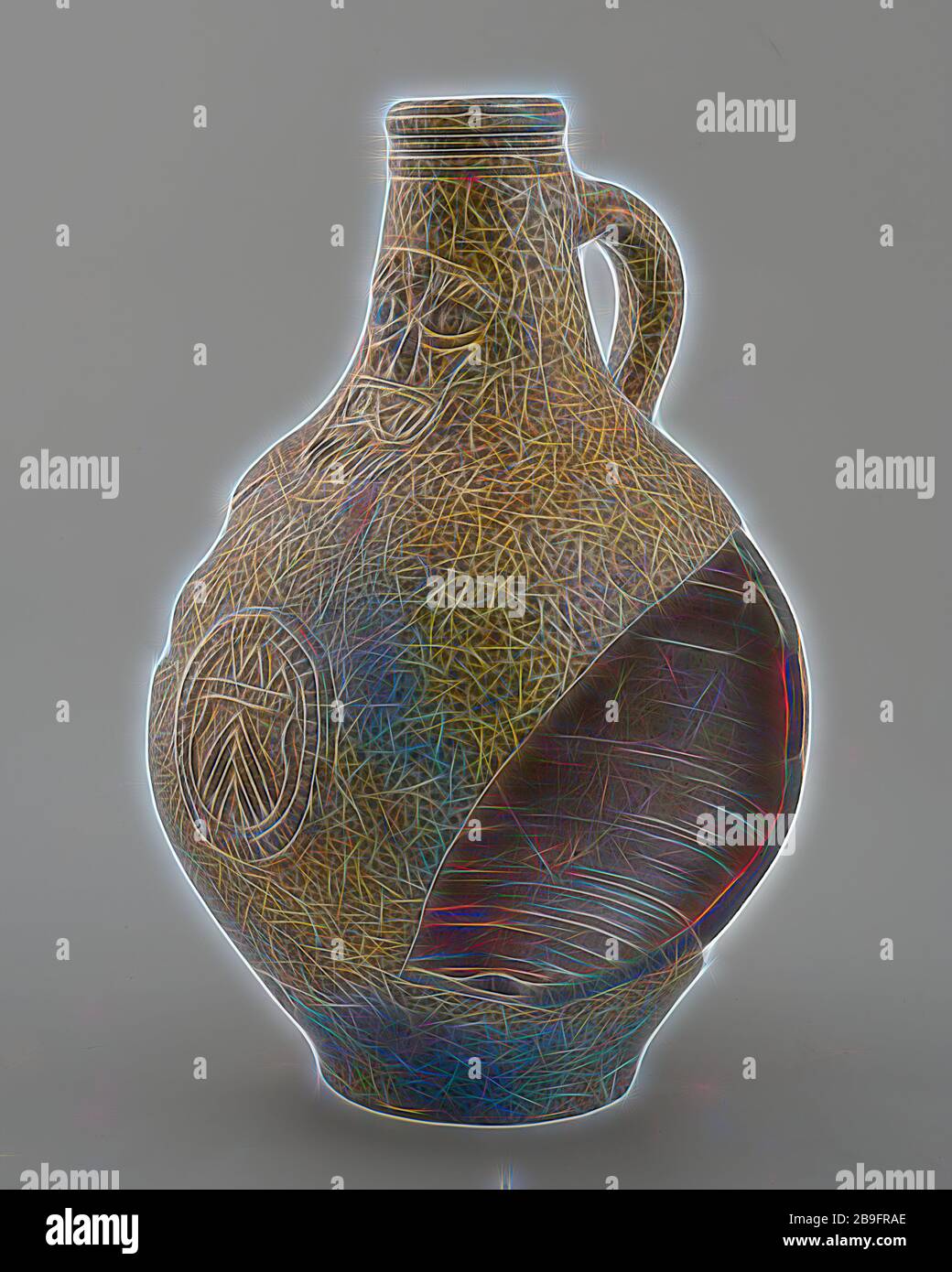 Fragment brown speckled beard man jar with beard and cartouche ...