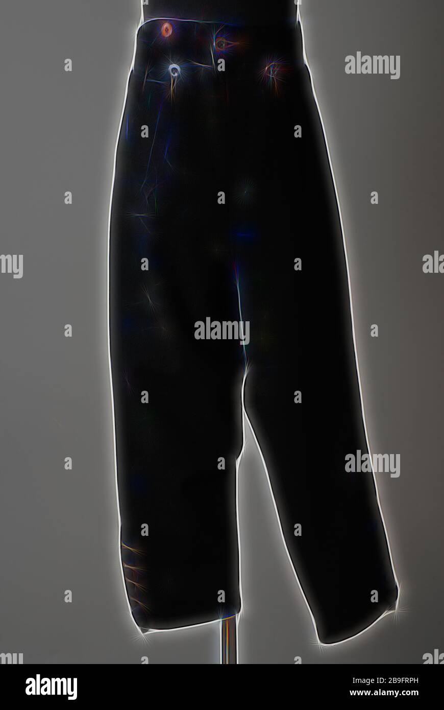 Breeches of black cloth, flap closure on the lap, buttons along the ...