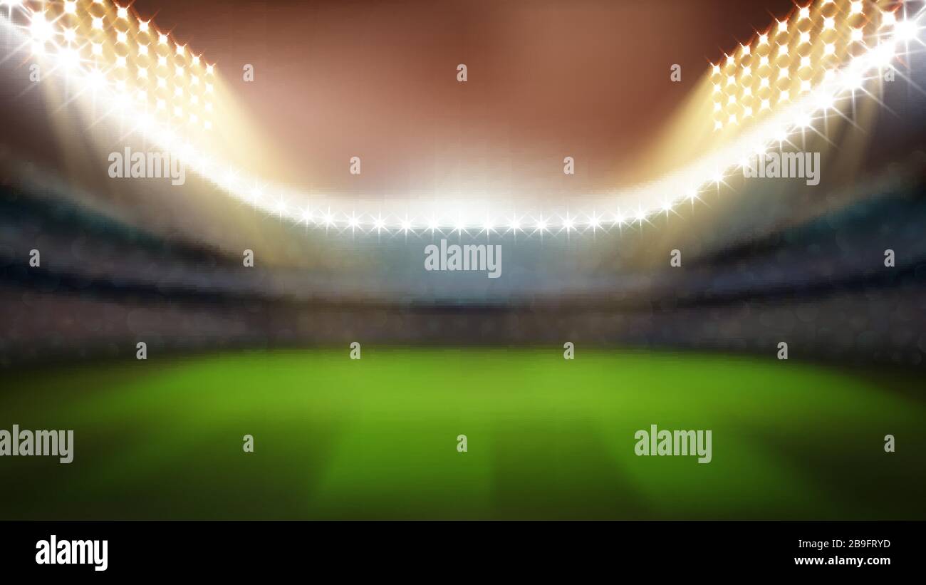 Cricket Or Rugby Stadium With Bright Lights Vector Stock Vector Image ...