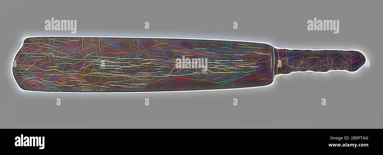 Knife with narrow blade and hexagonal wooden handle, has knife cutlery ...