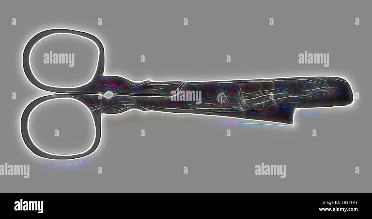 Small scissors with oval eyes and hinged, slightly decorated leaves ...