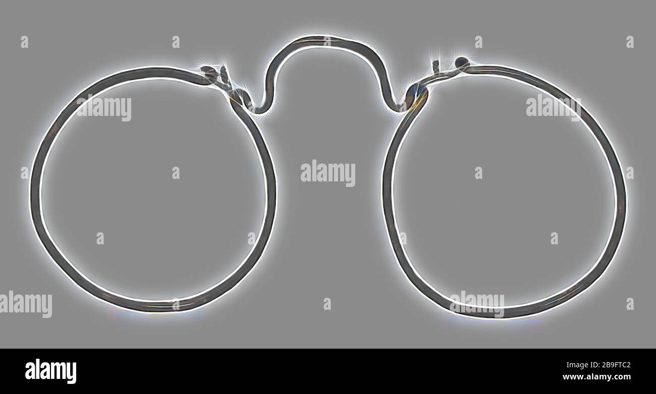 Round spectacle frame of curved metal, squeeze glasses eye lens ground ...