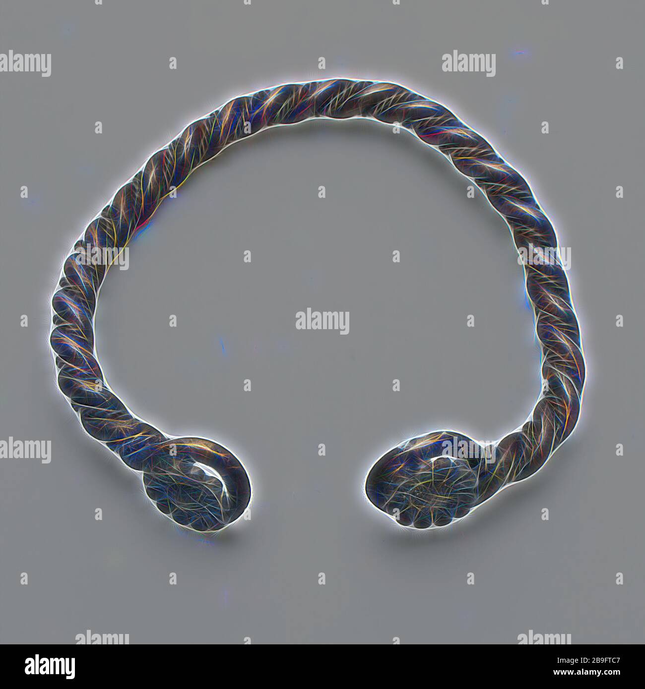 Bracelet of twisted wire with rosette at both ends, omega-shaped ...