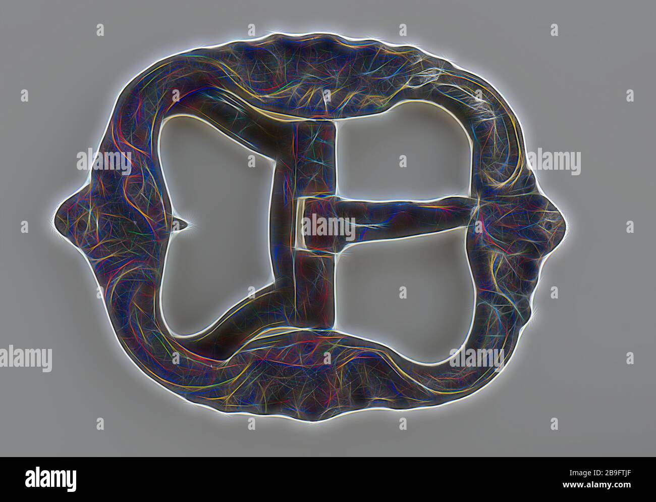 Buckle with rounded corners and curling motifs on all sides, double ...