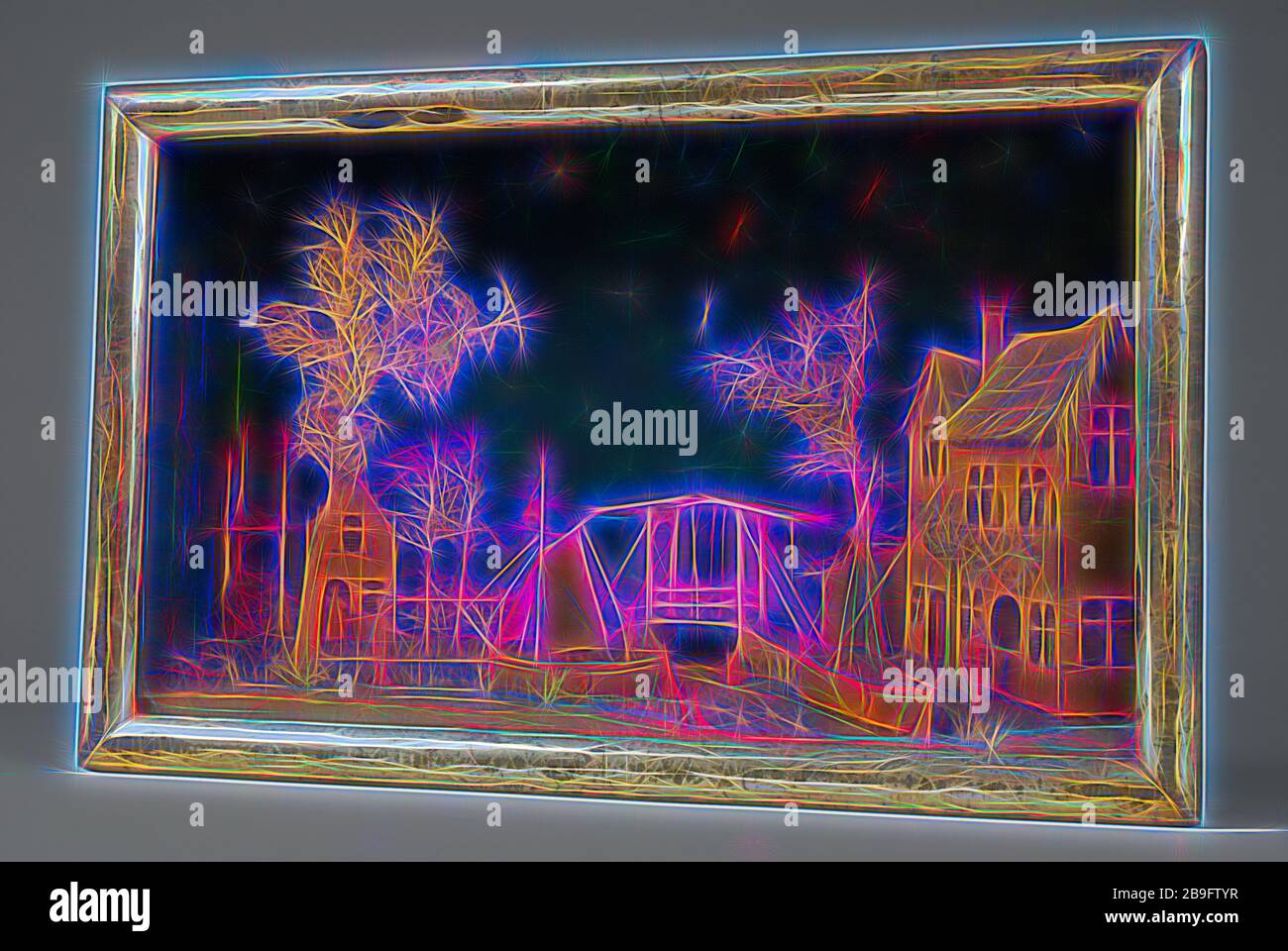 Bavelaar, small viewing box, small viewing box with rural scene: houses ...