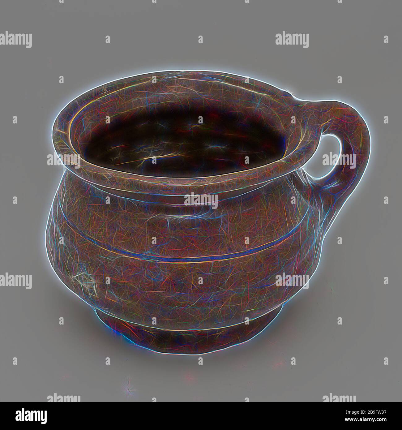 Earthenware chamber pot on stand, red, low and wide model with ear, pot ...