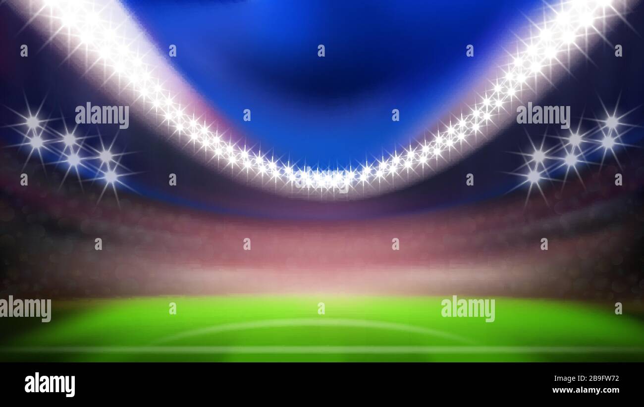 Night Football Stadium With Bright Lights Vector Stock Vector Image ...